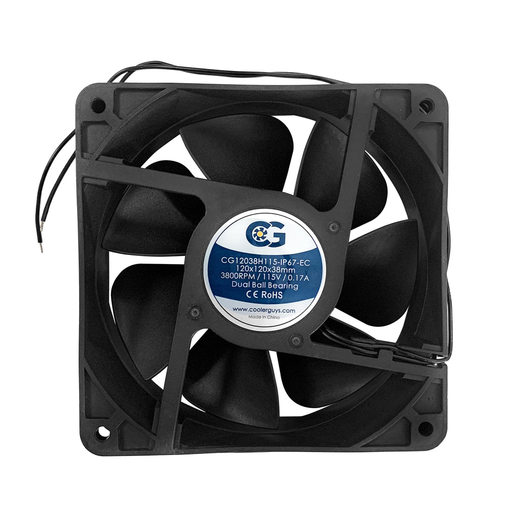 Coolerguys 120x38mm (120x120x38) High Airflow IP67 EC Fan (110vAC Inpu