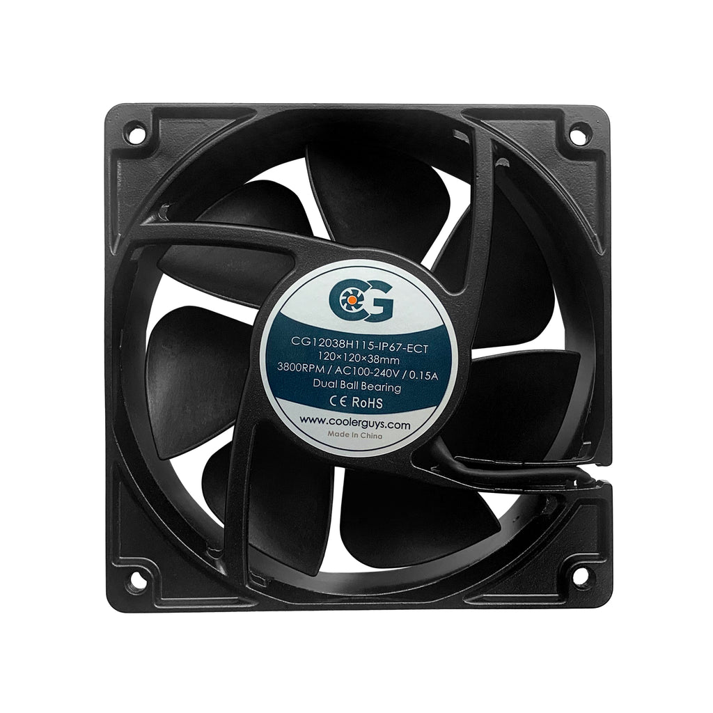 Coolerguys 120x120x38mm 115v High Airflow IP67 EC Fan with Terminal Co