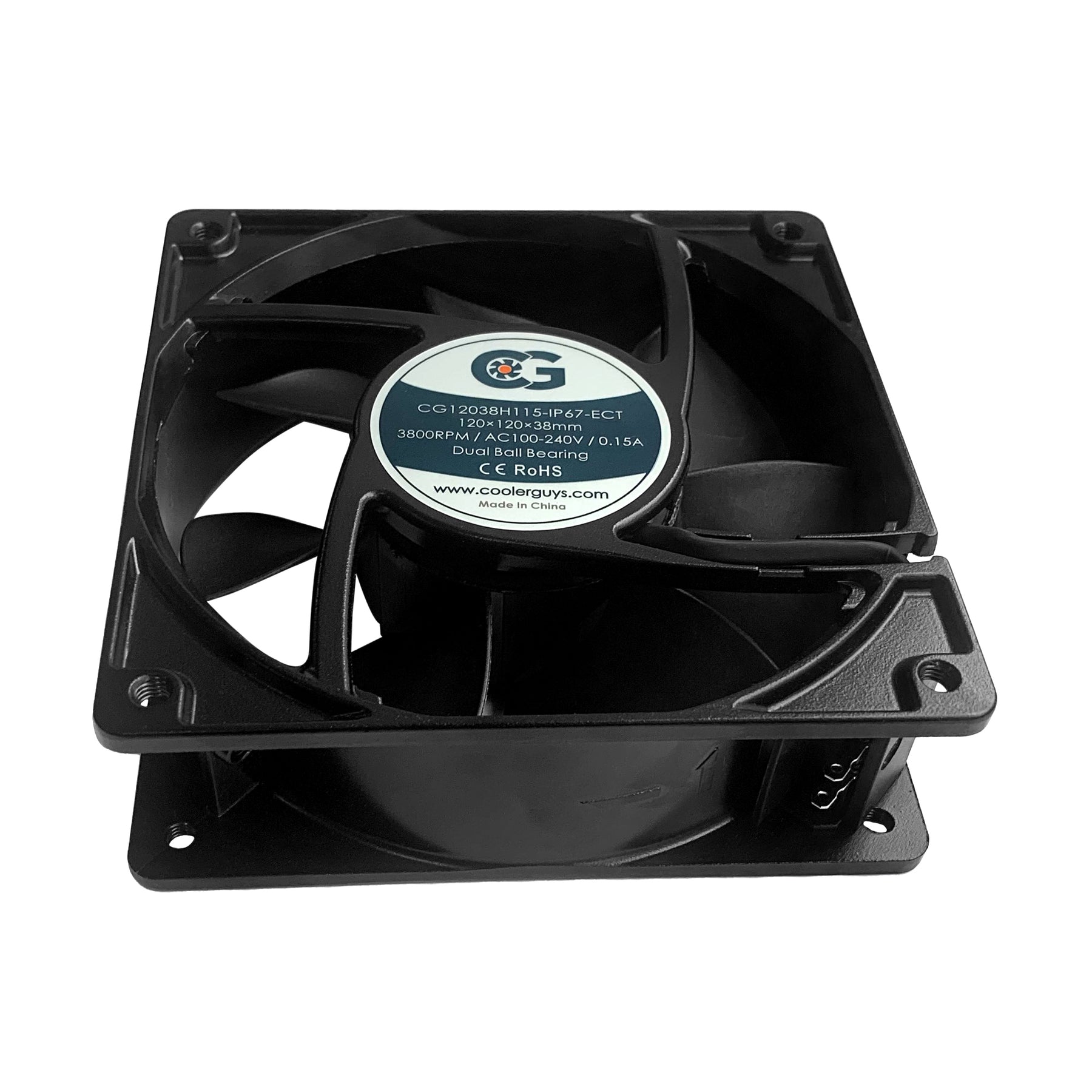 Coolerguys 120x120x38mm 115v High Airflow IP67 EC Fan with Terminal Co