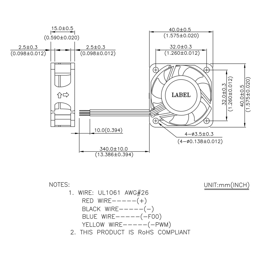 Delta 40x40x15mm 12V DC PWM Fan AFB0412VHB-TP29 – Coolerguys