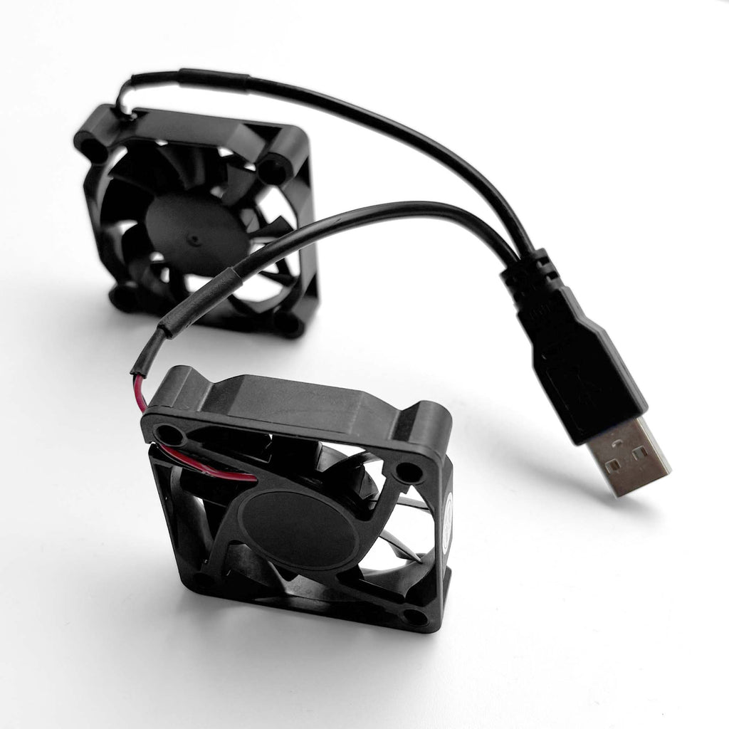 Dual (50x50x10) USB Fans, IP67 with 4-inch cord – Coolerguys