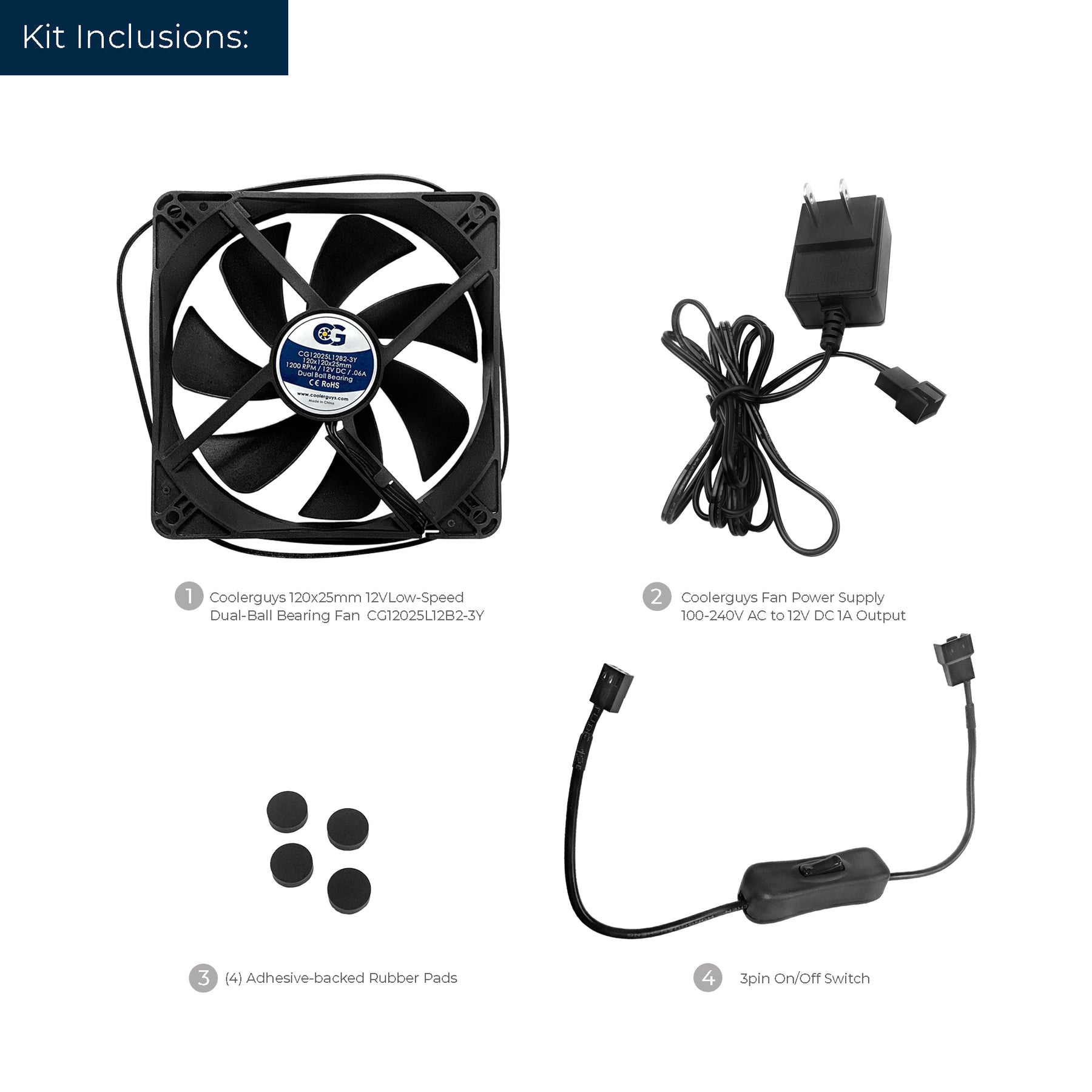 Quiet AC Powered Receiver/Component Cooling Fan Kit - Coolerguys
