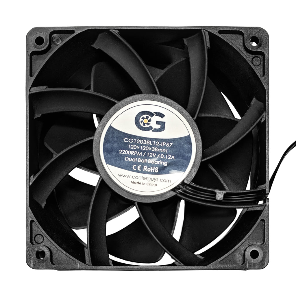 Coolerguys 120mm (120x120x38) 12 VDC 3Pin Low Speed IP67 Fan CG12038L