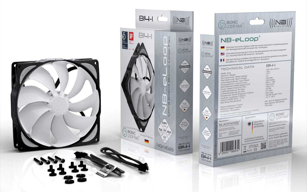 Black Noise Blocker 140x140x29mm Bionic Loop Fan Speeds B14-2 – Coolerguys