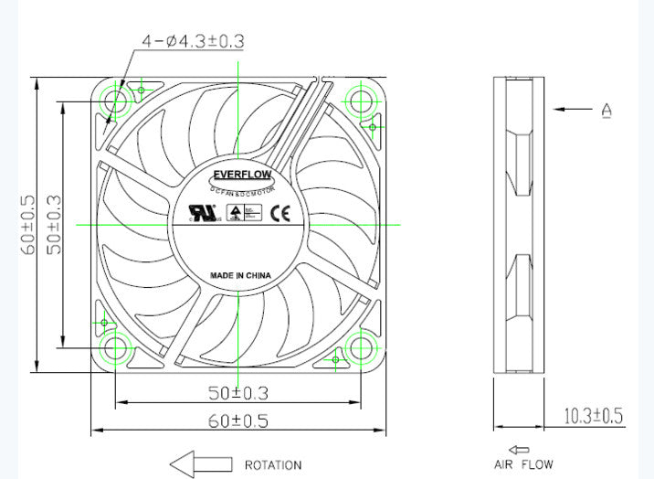 Everflow Medium Speed 12 Volt 3 Wire 3 Pin R126010BM – Coolerguys