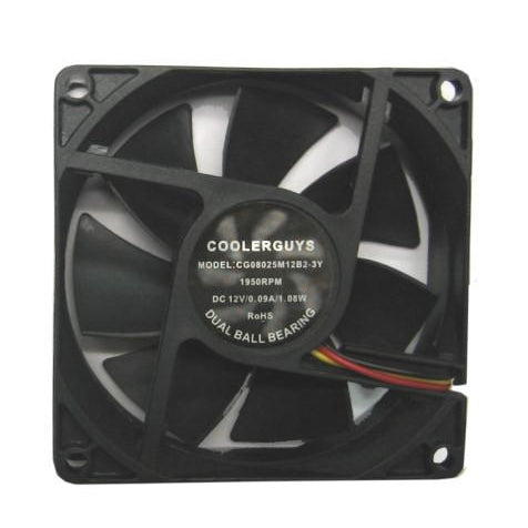 Quiet Medium Speed Dual Ball Fan CG08025M12B2-3Y - Coolerguys