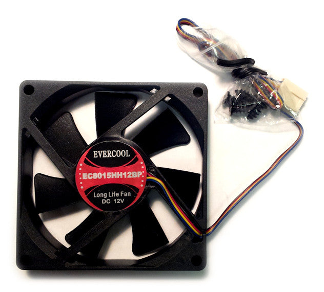 Evercool 80x80x15mm 12 Volt PWM Fan with Connector – Coolerguys
