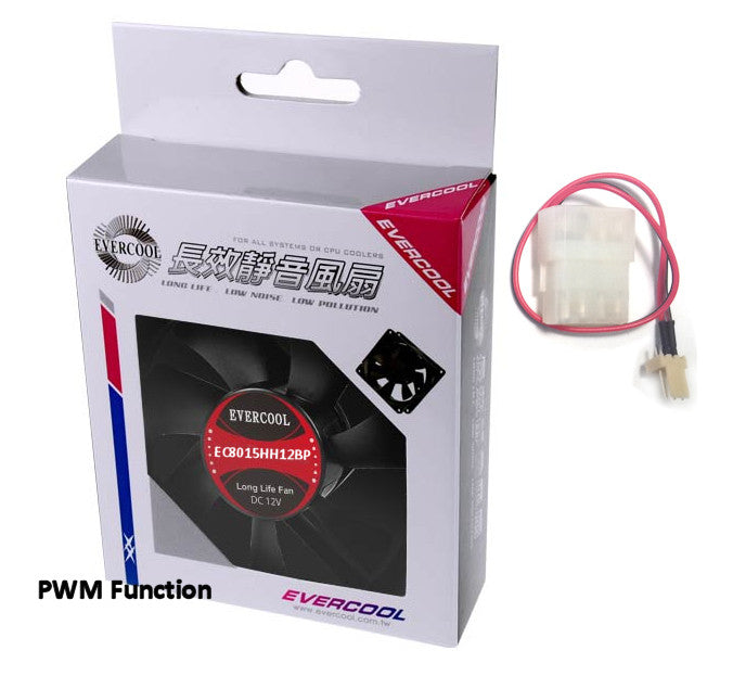 Evercool 80x80x15mm 12 Volt PWM Fan with Connector – Coolerguys