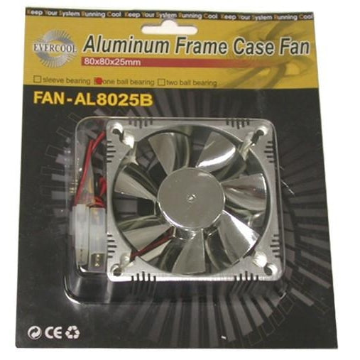 Evercool Chromed Aluminum 80x80x25mm Case Fan-AL8025B – Coolerguys
