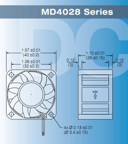 Mechatronics 40 x 40 x 28mm Medium Speed 24 Volt Fan – Coolerguys