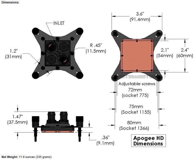 Swiftech Apogee Liquid Cooling Waterblock CPU Cooler – Coolerguys